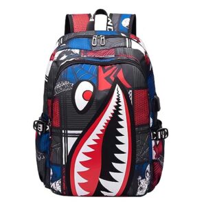 Waterproof Backpack Shark Backpack,Cartoon Shoulder Bag Casual Shark Daypack Backpacks for Boys Girls Teens Adults (Style 3)