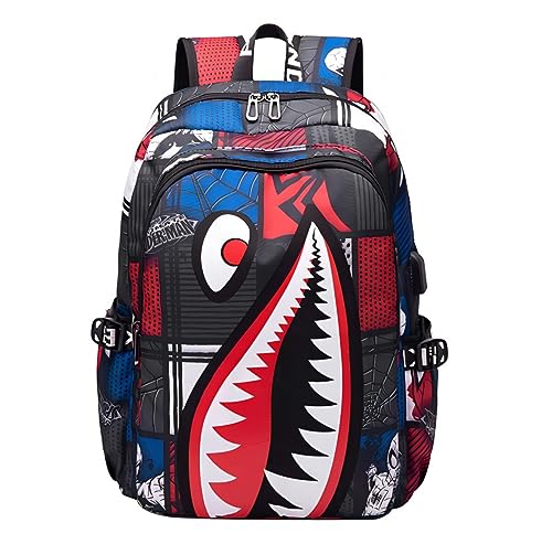 Waterproof Backpack Shark Backpack,Cartoon Shoulder Bag Casual Shark Daypack Backpacks for Boys Girls Teens Adults (Style 3)