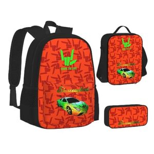 3-piece unisex backpacks set including travel daypack, lunch tote bag and pencil case combination for men women