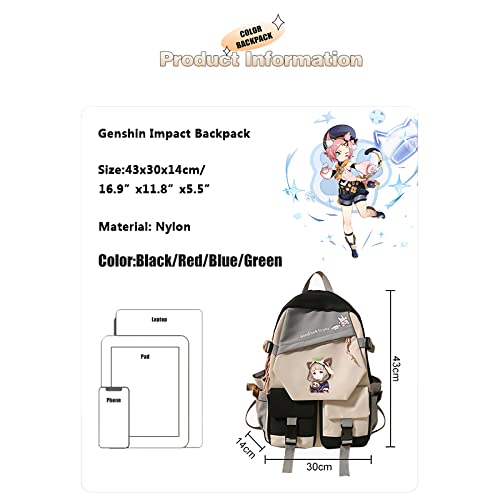 Dalicoter Genshin Impact Backpack Hutao Cosplay Backpack Business Travel Laptop Black Backpack School Bag With Gift