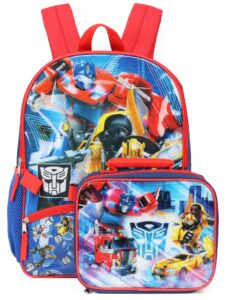 transformers 16'' full size backpack lunchbox set bookbag school set