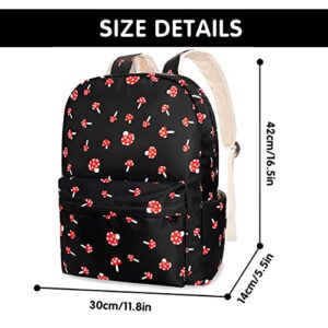 MCWTH Mushroom School Backpack for Teen Girls, School Bags Bookbags for Teenagers