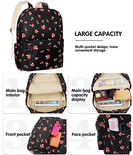 MCWTH Mushroom School Backpack for Teen Girls, School Bags Bookbags for Teenagers