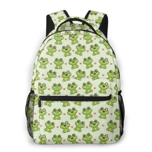 Frog Backpack for School Cute Frogs Bookbag for Kids Teen Girls Boys Back to School Bag Gifts for 2nd 3rd 4th 5th 6th Grade