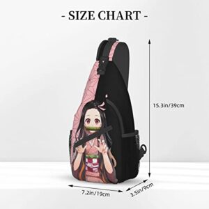 Aolazw Demon-Anime-Slayer Sling Backpack Unisex Crossbody Backpack Manga Single Shoulder Bag Chest Bag Cosplay Daypack