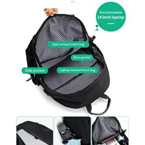 NEWSEE Water Resistant Lightweight Backpack Casual Travel Hiking Backpack Daypack Durable with USB Charging Port (black)