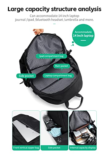 NEWSEE Water Resistant Lightweight Backpack Casual Travel Hiking Backpack Daypack Durable with USB Charging Port (black)