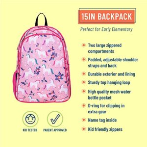 Wildkin Kids 15 Inch Backpack and Umbrella Bundle for On-The-Go Comfort (Magical Unicorns)