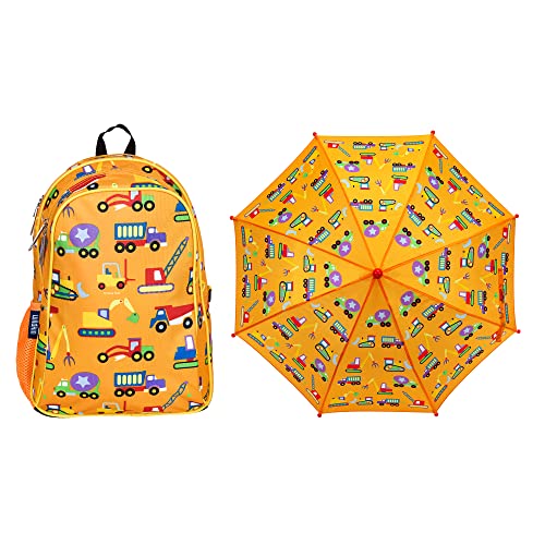 Wildkin Kids 15 Inch Backpack and Umbrella Bundle for On-The-Go Comfort (Under Construction)