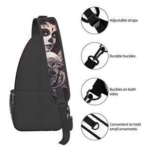 Skull Sling Bag Crossbody Backpack Chest Hiking Daypack Casual Shoulder Bags for Women Men Outdoor Traveling