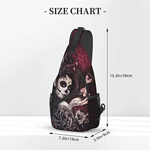 Skull Sling Bag Crossbody Backpack Chest Hiking Daypack Casual Shoulder Bags for Women Men Outdoor Traveling