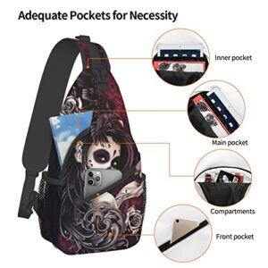 Skull Sling Bag Crossbody Backpack Chest Hiking Daypack Casual Shoulder Bags for Women Men Outdoor Traveling