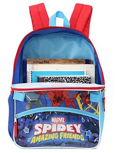 Marvel 16'' Full Size Spidey and His Amazing Friends Backpack Lunchbox Set Bookbag School Set, Blue/Red