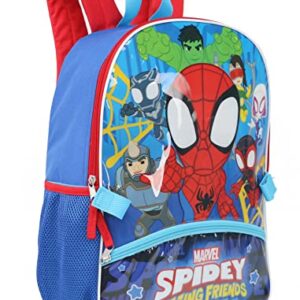 Marvel 16'' Full Size Spidey and His Amazing Friends Backpack Lunchbox Set Bookbag School Set, Blue/Red