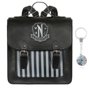 cicoci wednesday backpack addams black faux leather bag nevermore academy back to school schoolbag gifts for girls