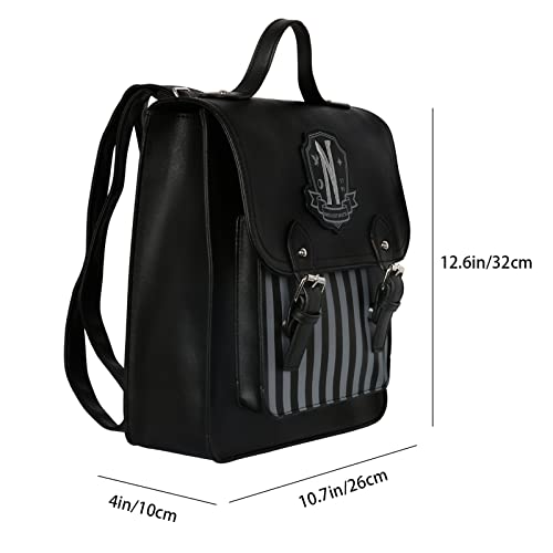 CICOCI Wednesday Backpack Addams Black Faux Leather Bag Nevermore Academy Back to school Schoolbag Gifts For girls