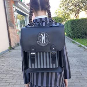 CICOCI Wednesday Backpack Addams Black Faux Leather Bag Nevermore Academy Back to school Schoolbag Gifts For girls