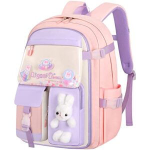 cotmcor kids backpacks for girls, kawaii backpack, cute bunny school bag for kindergarten and elementary, medium