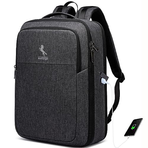 Marengo Carry-On Travel Backpack, Anti-Theft Lock Zippers Smart Business Waterproof Flight Approved Backpack for Men Women Office Work Fits 15.6 Inch Laptop, Black