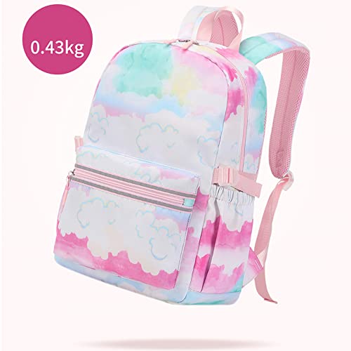 Mildame 3Pcs Tie Dye Backpacks for Girls Elementary Casual Bookbag Set School Backpack for Teens with Lunch Box