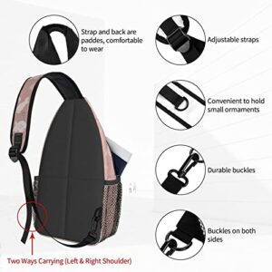 FeHuew Women Rabbits Pink White Bunnies Crossbody Sling Backpack for Men Chest Bag Shoulder Bag Lightweight One Strap Backpack Travel Outdoor Daypack