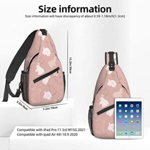 FeHuew Women Rabbits Pink White Bunnies Crossbody Sling Backpack for Men Chest Bag Shoulder Bag Lightweight One Strap Backpack Travel Outdoor Daypack