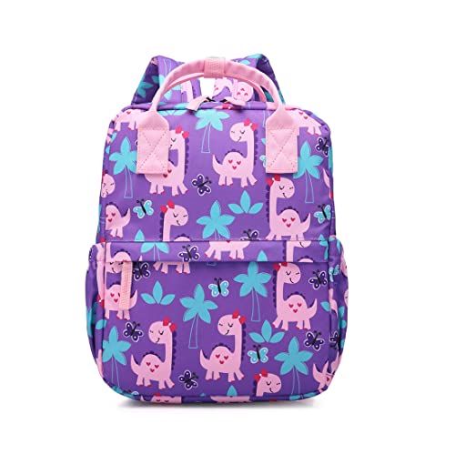 Cute Preschool Backpack Toddler School Book Bag for Girls Boys Kids Kindergarten Nursery Travel Bag with Chest Strap(12inch, Girly Dinosaur)