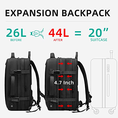 GYakeog 44L Travel Backpacks,Laptop Backpack 17.3 inch Backpack for Men, Expandable Carry-On Backpack for Airplanes,Water Resistant Business Back Pack for Women & Men