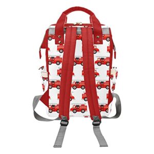 Cartoon Firetruck Pattern Personalized Diaper Bag Backpack Custom with Name Unisex Nursing Large Capacity Mommy Backpack