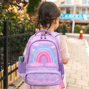 Jumpopack Rainbow Backpack for Girls School Backpack for Elementary Backpacksfor Girls Lightweight Water Resistance Back to School Bag Preschool Kids Bookbag,Rainbow Print