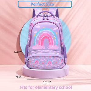 Jumpopack Rainbow Backpack for Girls School Backpack for Elementary Backpacksfor Girls Lightweight Water Resistance Back to School Bag Preschool Kids Bookbag,Rainbow Print