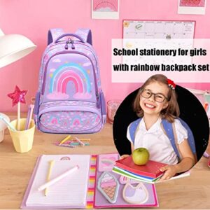 Jumpopack Rainbow Backpack for Girls School Backpack for Elementary Backpacksfor Girls Lightweight Water Resistance Back to School Bag Preschool Kids Bookbag,Rainbow Print