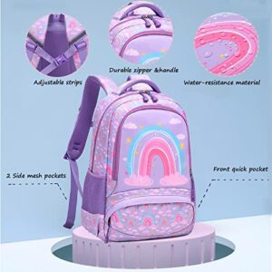 Jumpopack Rainbow Backpack for Girls School Backpack for Elementary Backpacksfor Girls Lightweight Water Resistance Back to School Bag Preschool Kids Bookbag,Rainbow Print