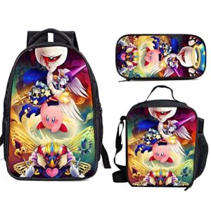 ikbagvbk kir.by 3 pcs kid backpack set，boys girls multifunction bookbag/schoolbag with tote lunch box bag & pencil case box combo set