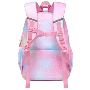 BIAOGOD Girls Backpack Cute Backpack with Compartment,Kids,Primary School Students, Junior High School School Bag (Gradient Purple, Large)