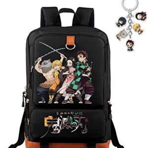 Zusvus Anime Backpack Laptop Bag Student School Book Bag Large Capacity Multipurpose Casual Travel Daypack Black