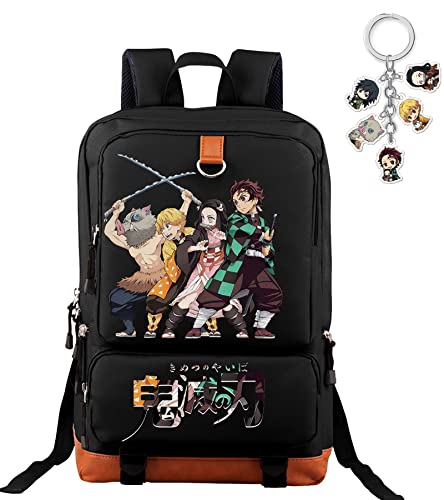 Zusvus Anime Backpack Laptop Bag Student School Book Bag Large Capacity Multipurpose Casual Travel Daypack Black