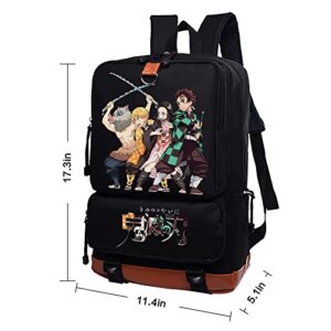 Zusvus Anime Backpack Laptop Bag Student School Book Bag Large Capacity Multipurpose Casual Travel Daypack Black