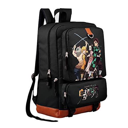 Zusvus Anime Backpack Laptop Bag Student School Book Bag Large Capacity Multipurpose Casual Travel Daypack Black