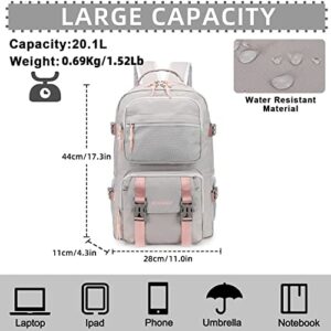 Hualibao 15.6Inch Notebook Laptop College Backpack for Women Men Water Resistant(Grey)