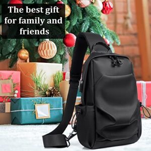 redaica Sling Bag for Women Men Crossbody Bag Sling Backpack with USB Charging Port, Chest Bag Waterproof Shoulder Bag Travel Daypack