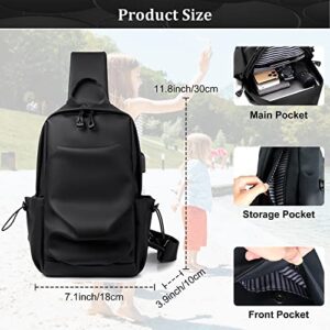 redaica Sling Bag for Women Men Crossbody Bag Sling Backpack with USB Charging Port, Chest Bag Waterproof Shoulder Bag Travel Daypack