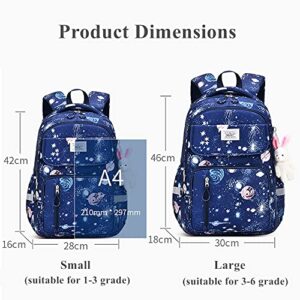 Cute Girls Backpack, Bunny School Backpack for Teen Girls, Elementary Middle Bookbag Galaxy Outdoor Aesthetic Schoolbag, Pink