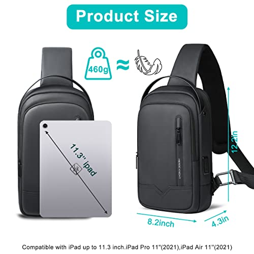 hk Anti-Theft Sling Crossbody Shoulder Bag for Men and Women with USB Charging,11.3 Inch Waterproof Lightweight Casual Daypack Chest Bag Crossbody Sling Backpack for Travel Hiking Biking Outdoor Work