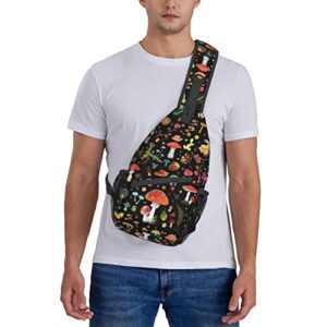 launamren Mushroom Gifts Sling Backpack Mushroom Gifts Crossbody Bag For Women Men Sling Bag Travel Hiking Chest Bag Unisex