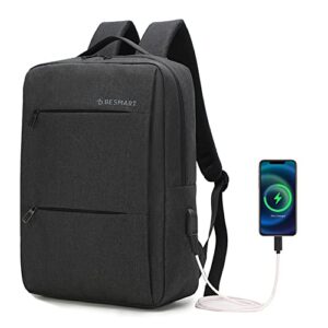 be samrt laptop backpack, business slim durable laptops travel backpacks with usb charging port, waterproof college backpack computer bag gifts for men & women fits 15.6 inch notebook (black)