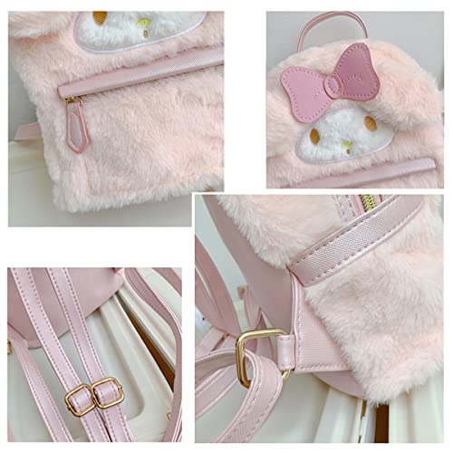 Bliqlriy Cute 3D Plush Cartoon Bag with Brooch Pin, Kawaii Backpack for Girls, mini Anime Accessories Backpack