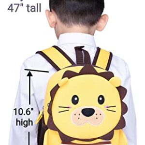 JoyRokaro Cute Toddler Backpack - Waterproof Preschool Backpack Lunch Bag for Kids 3-6 - 3D Neoprene Cartoon Animal Schoolbag for Toddlers - Lion Backpack for 3 4 5 6 Years Boys Girls Gift