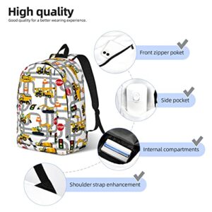 UMTRTLL Truck Car Canvas Backpack Cute Casual Backpacks Construction Pattern Bookbag Daypack Sports Travel Bag For Toddler Teen Boys Girls Men Gifts (Small)