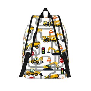 UMTRTLL Truck Car Canvas Backpack Cute Casual Backpacks Construction Pattern Bookbag Daypack Sports Travel Bag For Toddler Teen Boys Girls Men Gifts (Small)